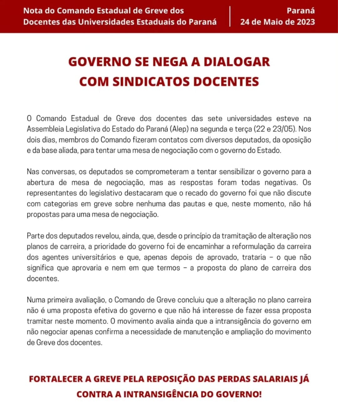 Governo se nega a dialogar com sindicatos docentes - SESDUEM